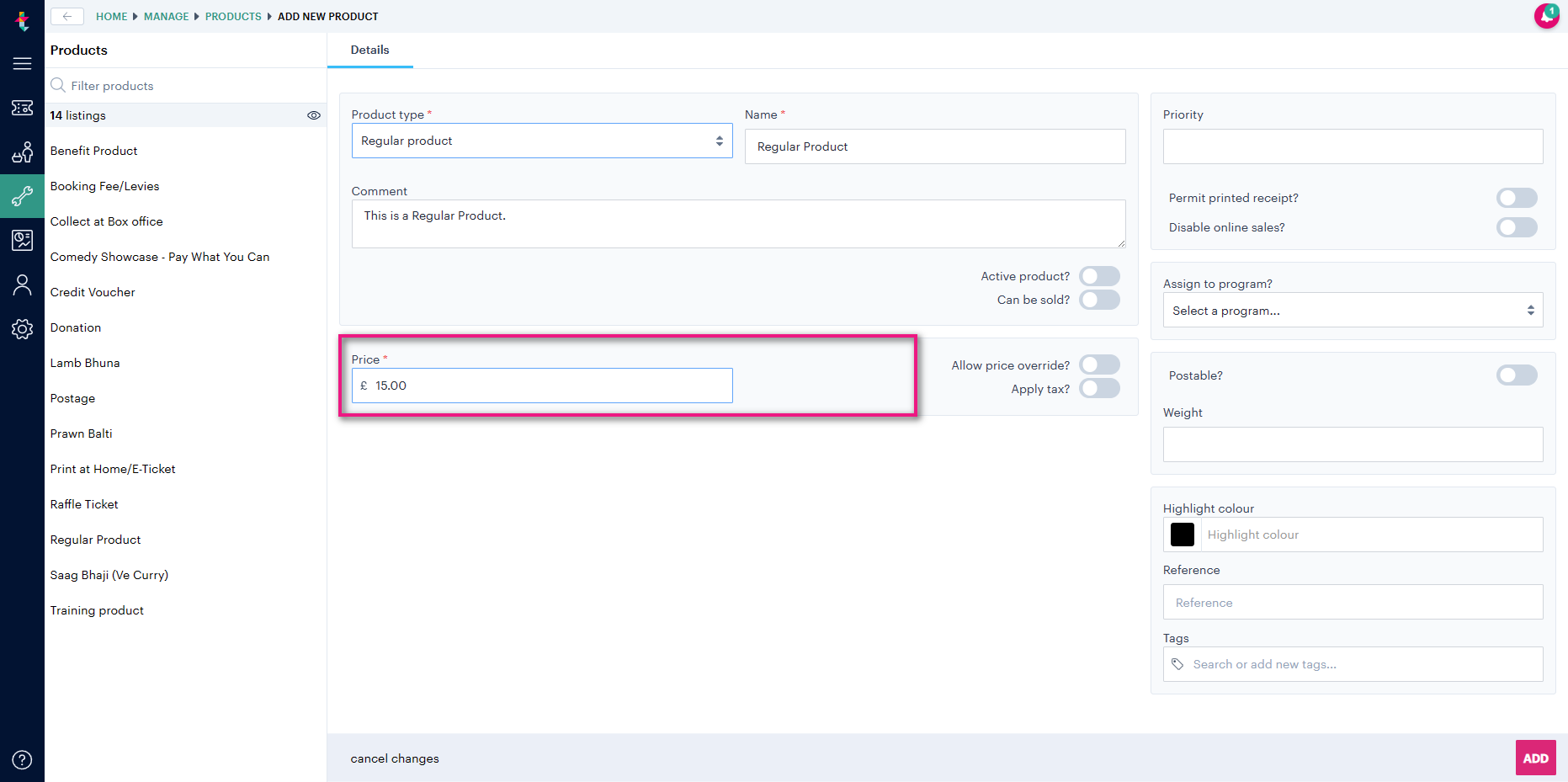 How to create a regular product – Ticketsolve Help Centre