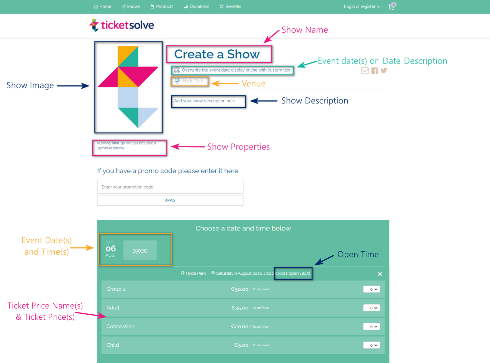 How to create a Show – Ticketsolve Help Centre