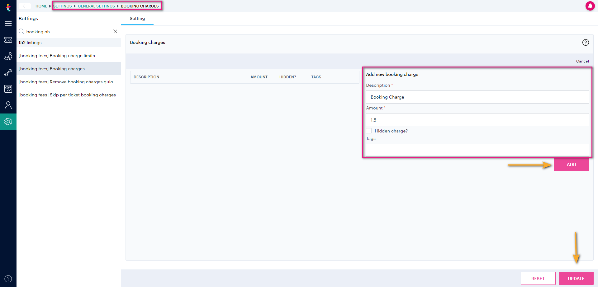 Setting up Booking Charges and Fees – Ticketsolve Help Centre