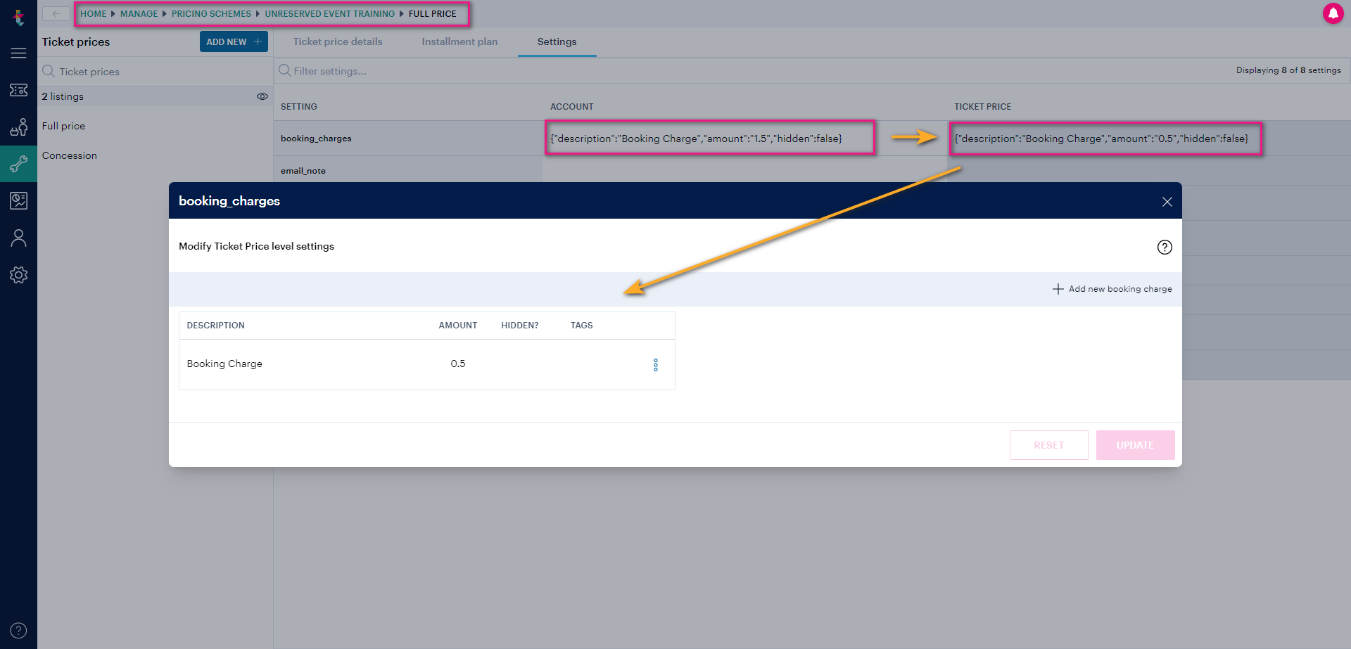 Setting up Booking Charges and Fees – Ticketsolve Help Centre