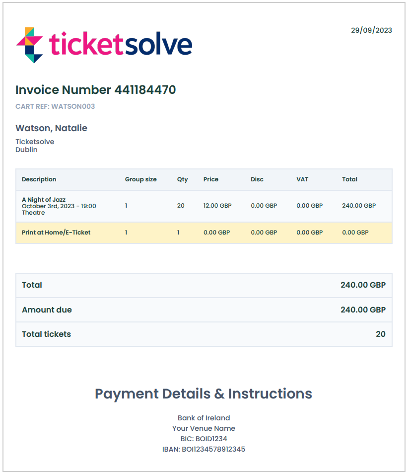 Customising and generating order invoices – Ticketsolve Help Centre