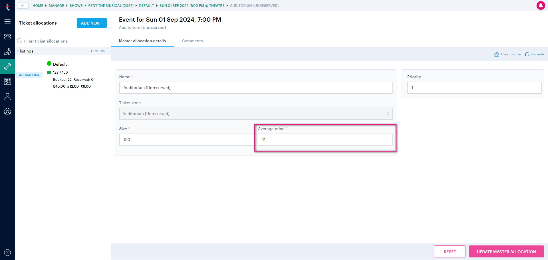 Setting and reporting on revenue targets – Ticketsolve Help Centre