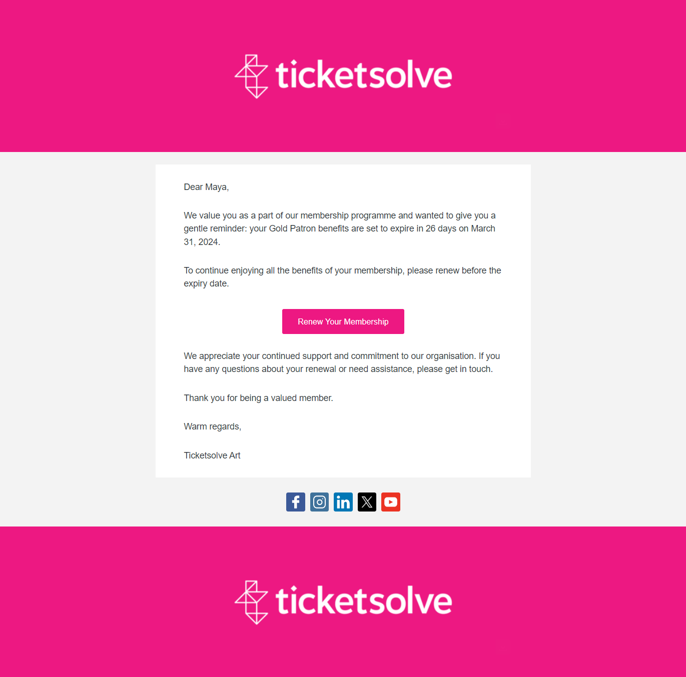 Benefit Expiry Warning - MJML email template – Ticketsolve Help Centre