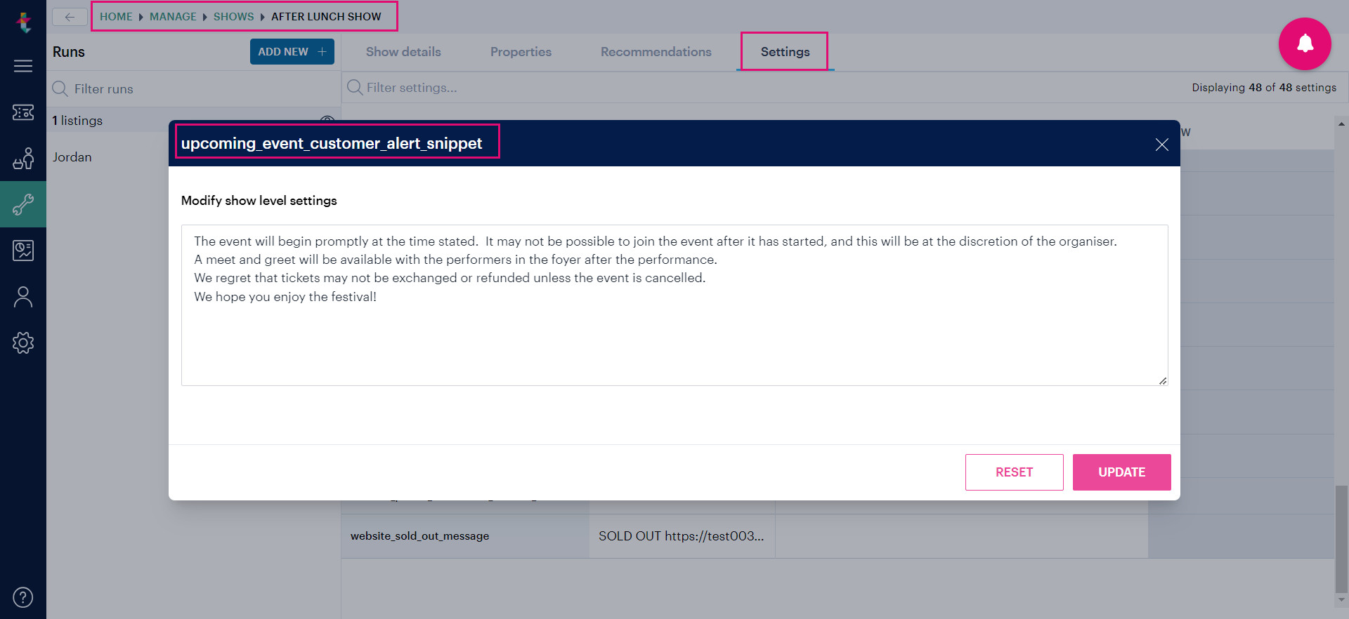 How to set up the Pre-Event Alert Automation – Ticketsolve Help Centre