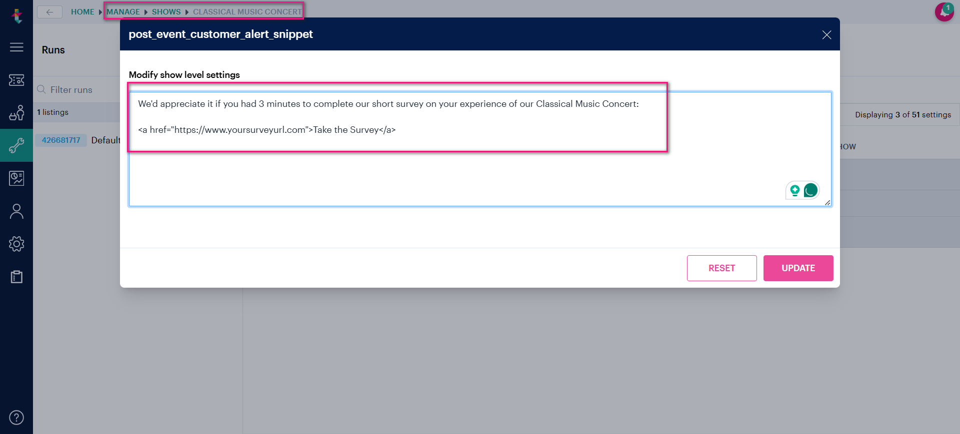 How to set up the Post-Event Alert Automation – Ticketsolve Help Centre