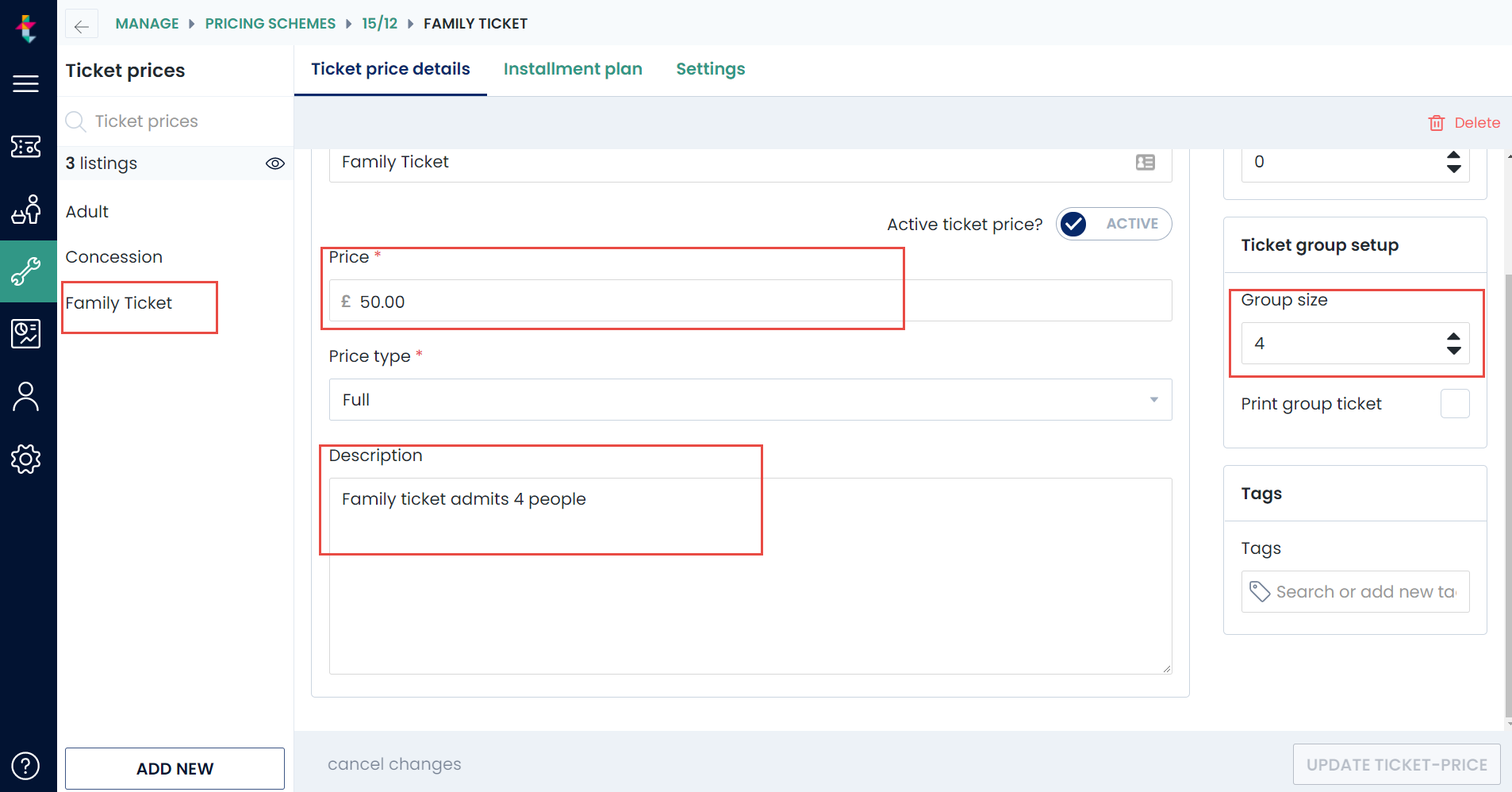 Pricing Schemes and Ticket Prices – Ticketsolve Help Centre