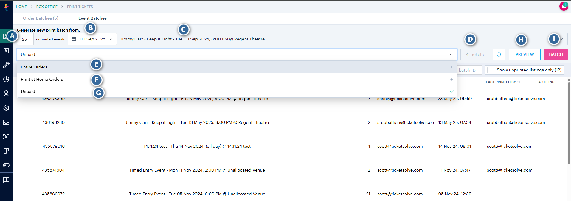 Print Batches – Ticketsolve Help Centre