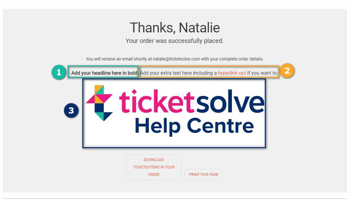Customise your confirmation page – Ticketsolve Help Centre