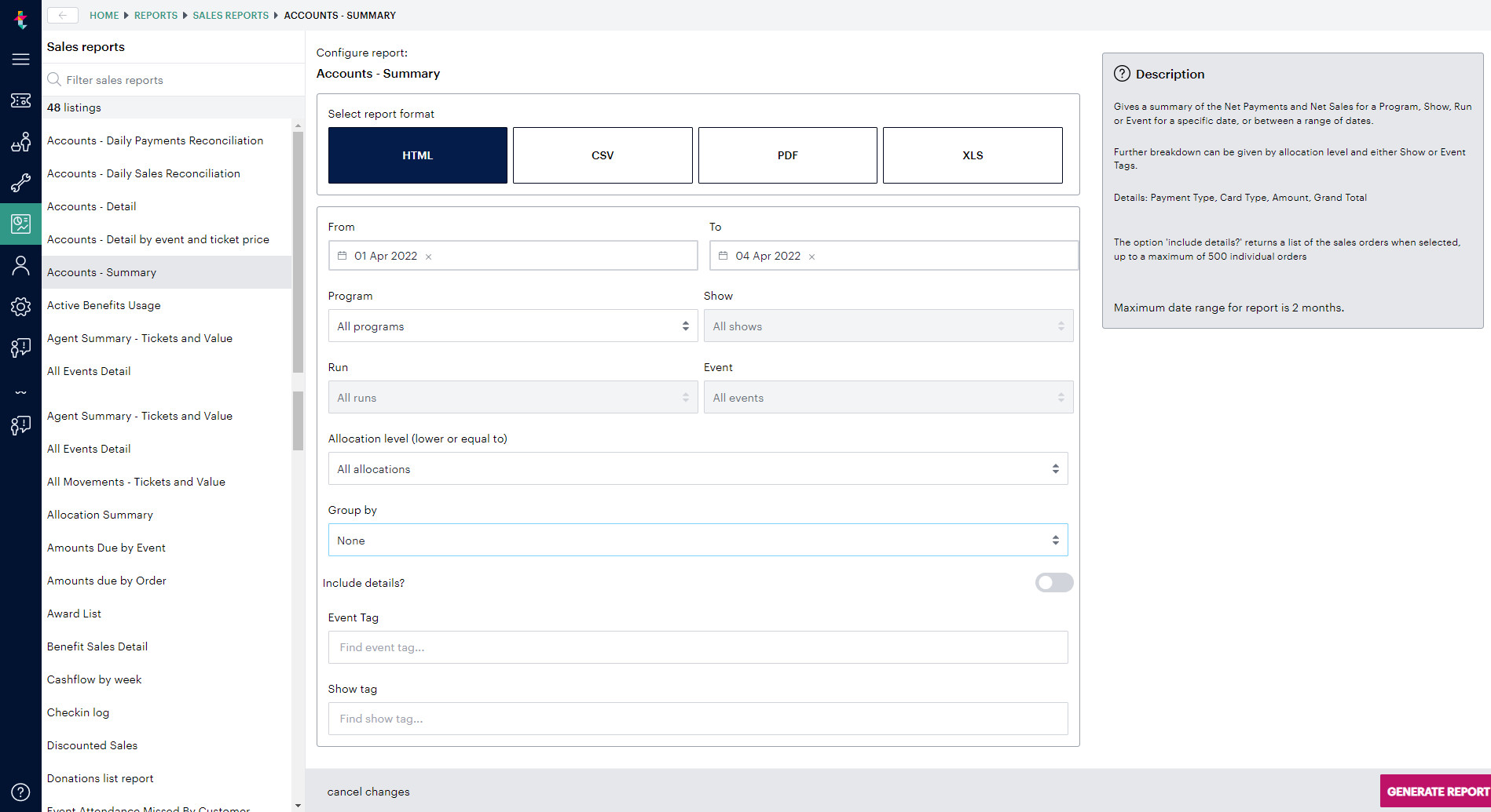 Sales Reports Examples – Ticketsolve Help Centre