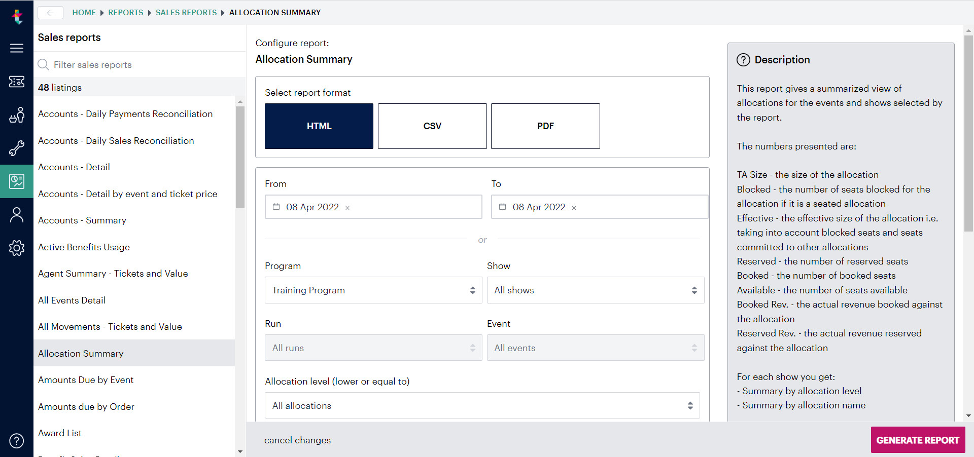 Sales Reports Examples – Ticketsolve Help Centre