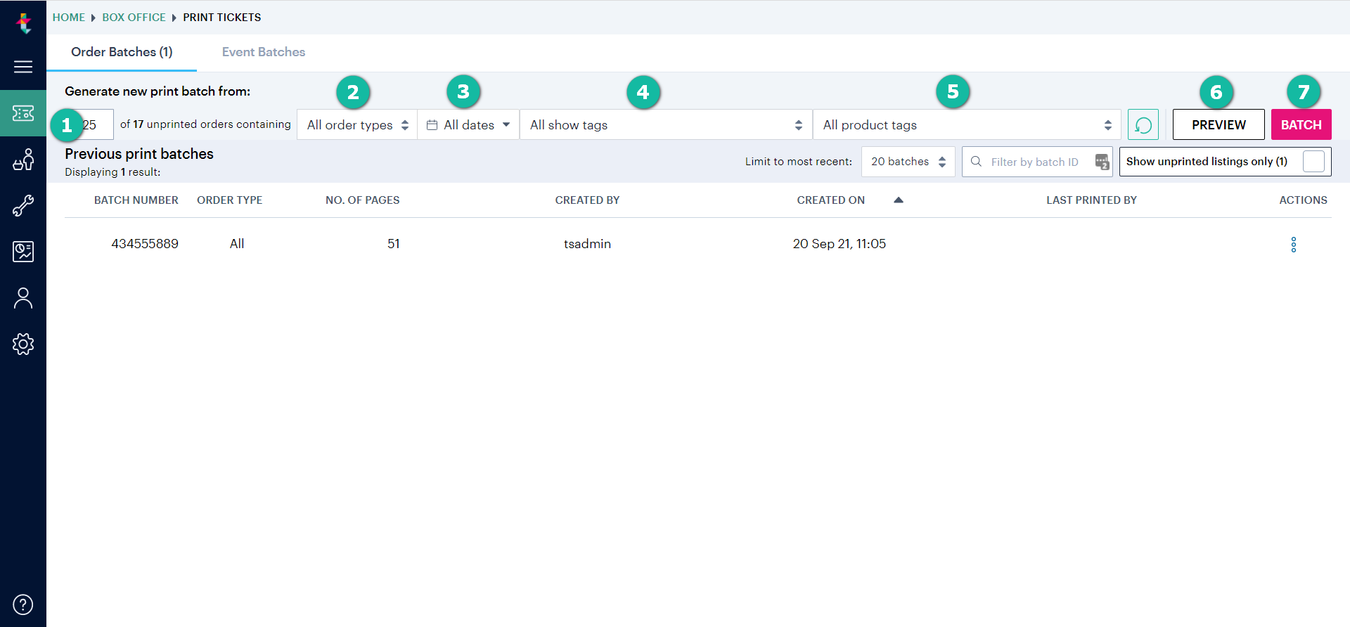 Print Batches – Ticketsolve Help Centre