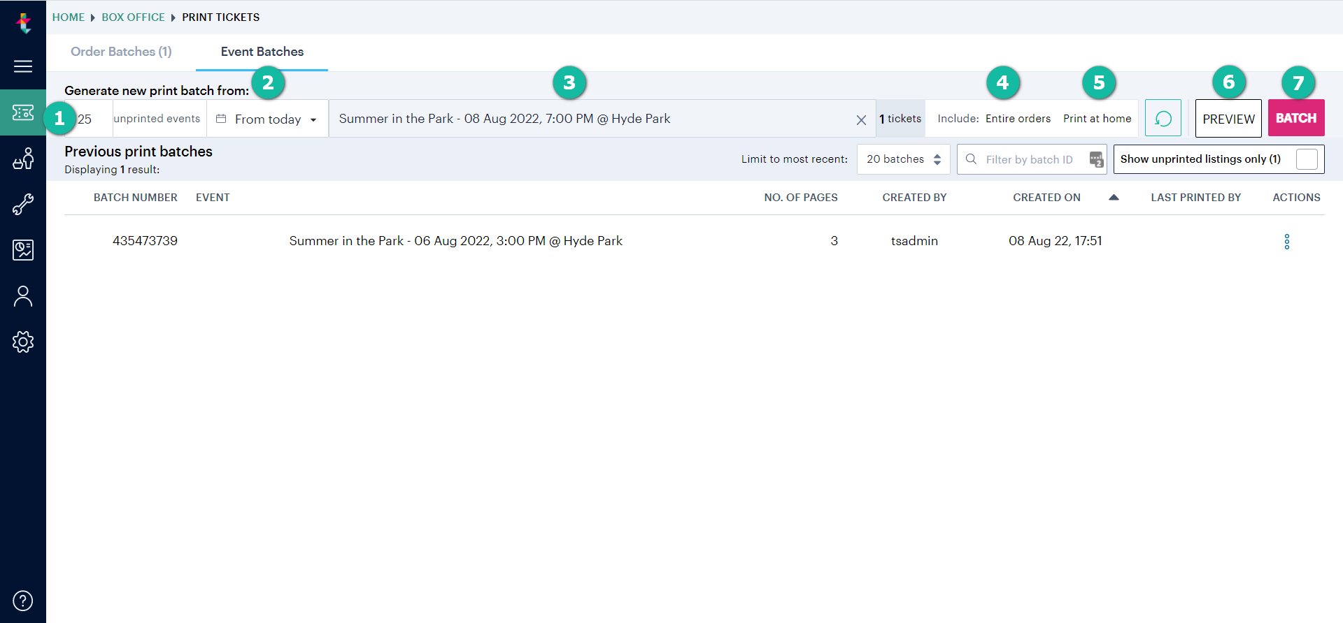 Print Batches – Ticketsolve Help Centre