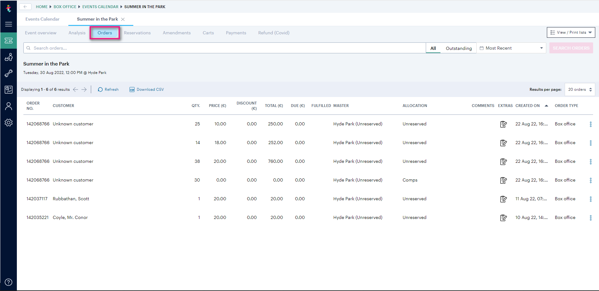 Events Dashboard – Ticketsolve Help Centre
